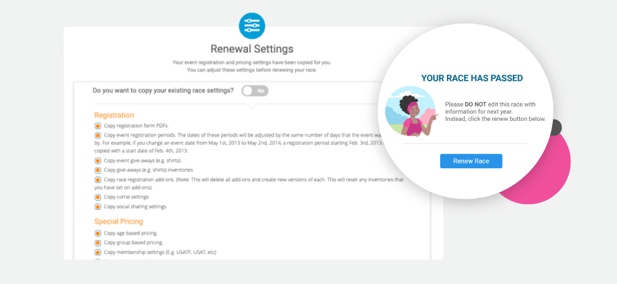 Renewing Race Options - RunSignup
