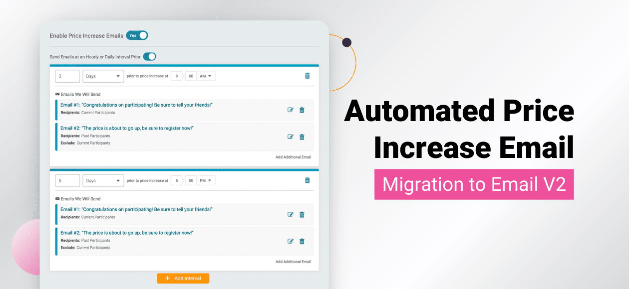Automated Price Increase Email Migration to Email V2 - RunSignup