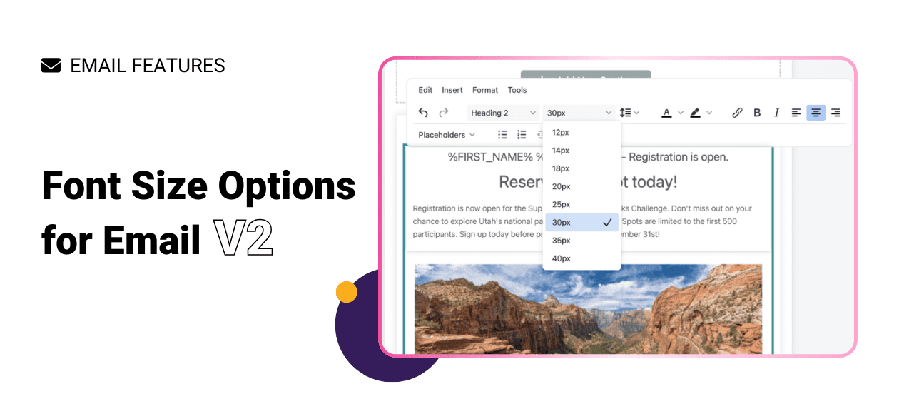 Font Size Options for Email V2 - RunSignup