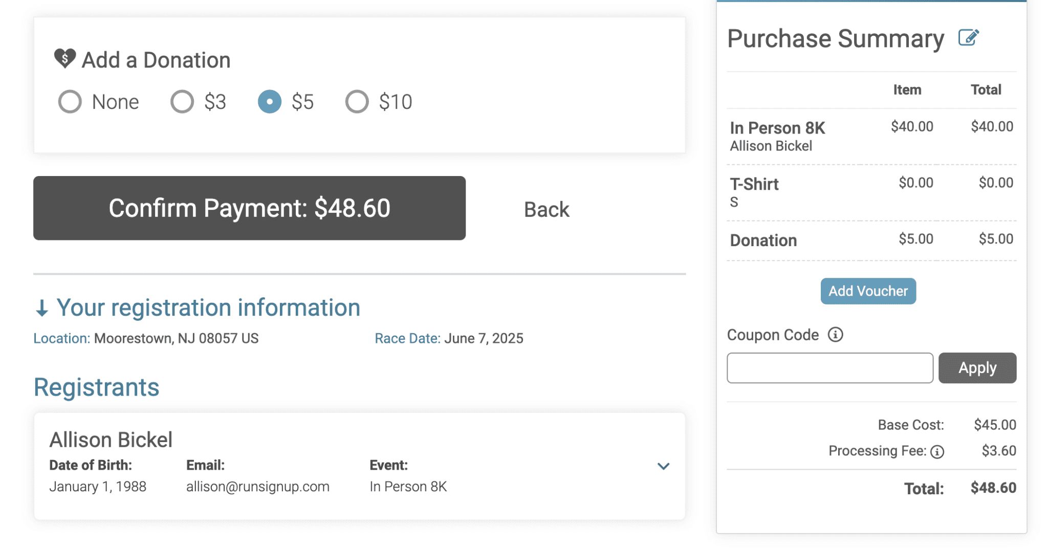 Add a Donation at Checkout - RunSignup